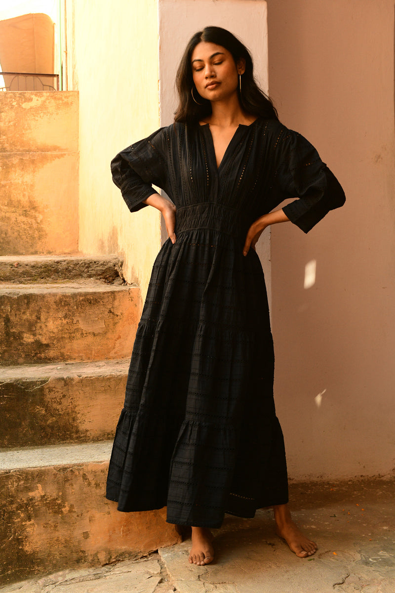 Primrose Maxi – Ankle-Length Dress with Lace & Gathered Waist | Azure ...